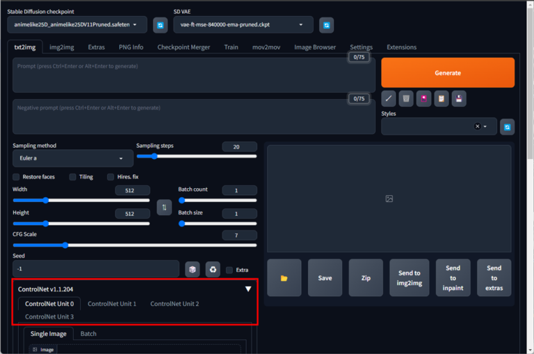 Google Colab無料版でStable Diffusion WebUIの拡張機能「 controlnet 」を使用する - はばねろグルーヴ
